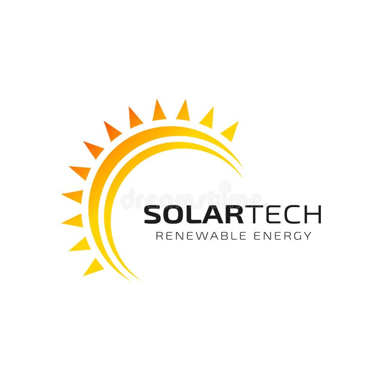 Sun Solar Energy Logo Design Template. Solar Tech Logo Design Stock ...