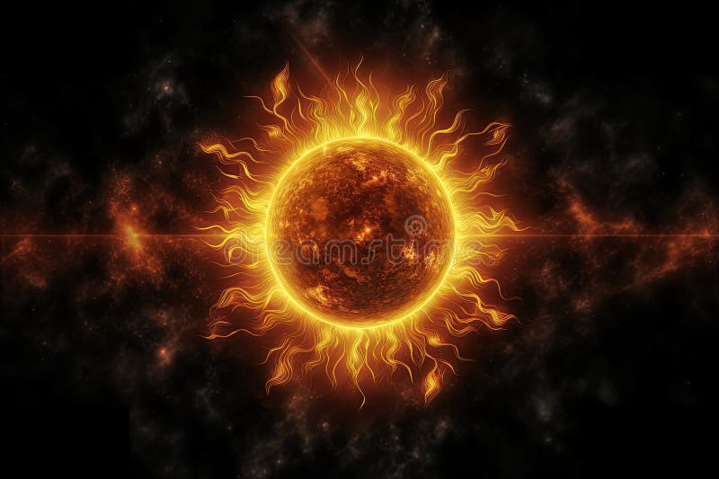 The Sun with Solar Flares in Cosmos. Generative Ai Stock Photo - Image ...