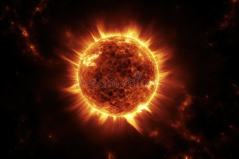 The Sun with Solar Flares in Cosmos. Generative Ai Stock Image - Image ...