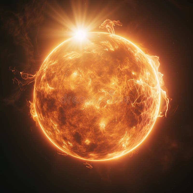 The Sun with Solar Flares in Space. Generative Ai Stock Photo - Image ...