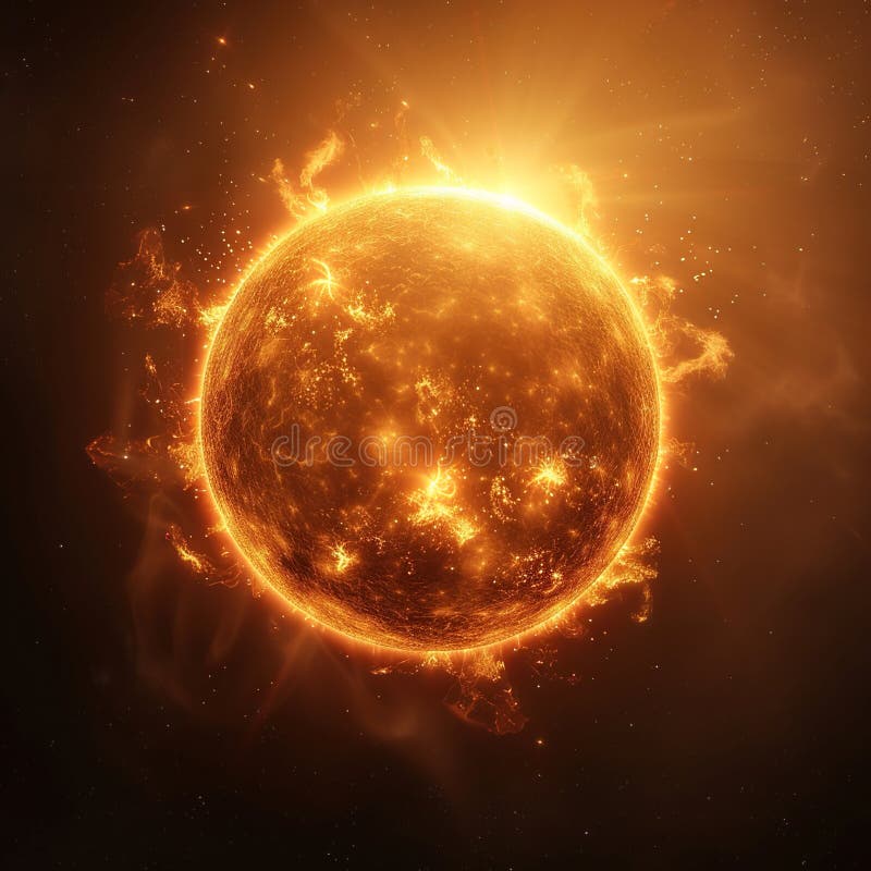 The Sun with Solar Flares in Space. Generative Ai Stock Image - Image ...