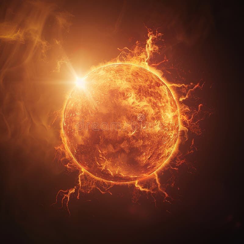 The Sun with Solar Flares in Space. Generative Ai Stock Photo - Image ...