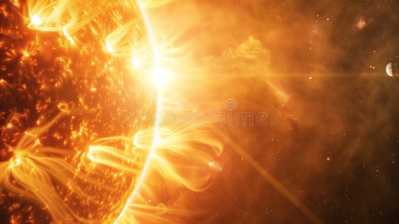 The Sun with Solar Flares in Space. Generative Ai Stock Photo - Image ...