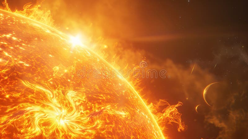 The Sun with Solar Flares in Space. Generative Ai Stock Image - Image ...