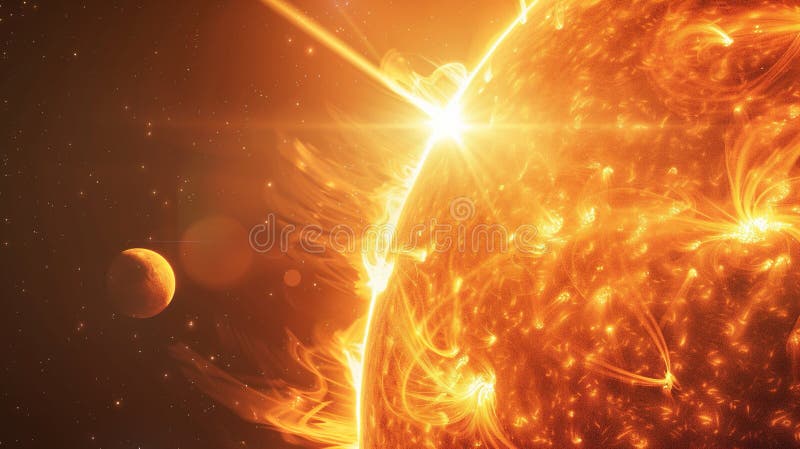 The Sun with Solar Flares in Space. Generative Ai Stock Image - Image ...