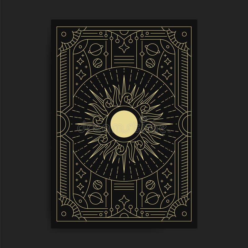 Sun or Solar Golden Line Art Stock Vector - Illustration of solar ...