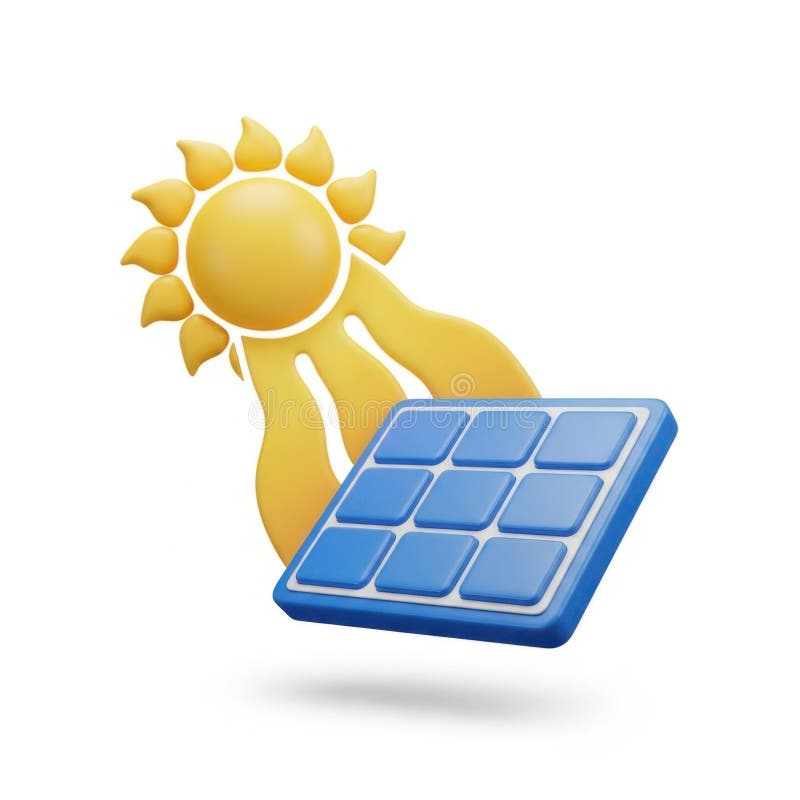 Sun and Solar Panel 3d Icon Representing Renewable Energy Stock ...