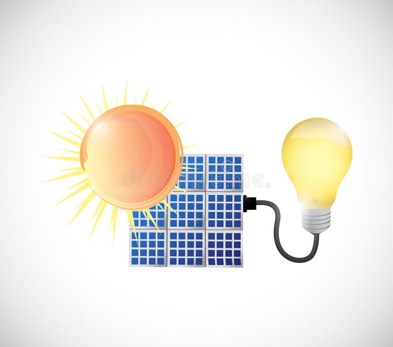 Solar Panel Inside a Idea Electricity Light Bulb. Stock Illustration ...