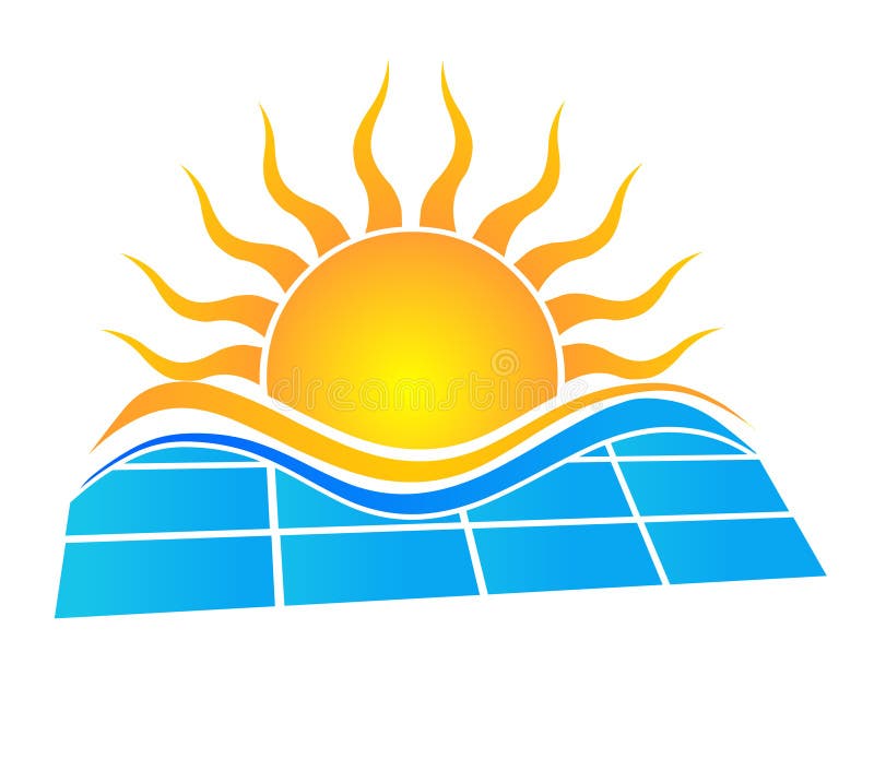 Sun and solar panel Logo stock vector. Illustration of business - 33896341