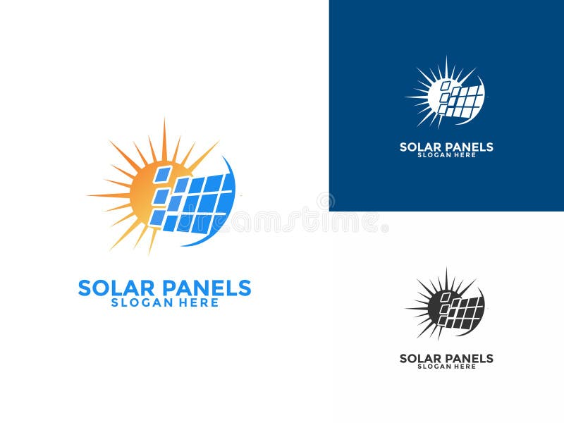 Sun Solar Panel Logo Vector Design. Solar Energy with Sun Logo Icon ...