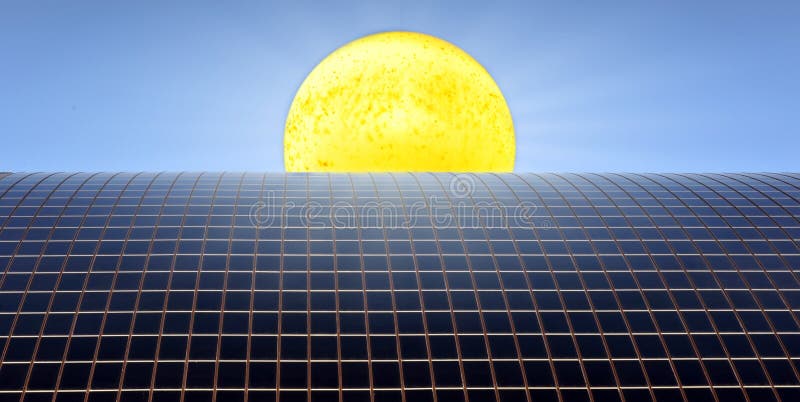 Sun and solar panels stock image. Image of development - 31982177