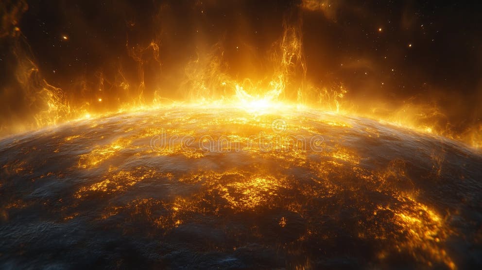 Sun or Solar Surface with Bursting Flares and Star Protuberances ...