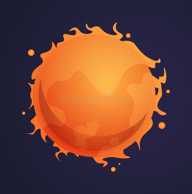 Sun in Solar System. Astronomy Symbol. Isolated Star Model. Round ...