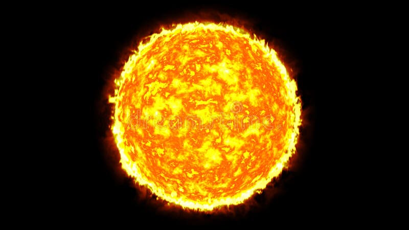 Sun Solar System with Fire Black Background Stock Illustration ...