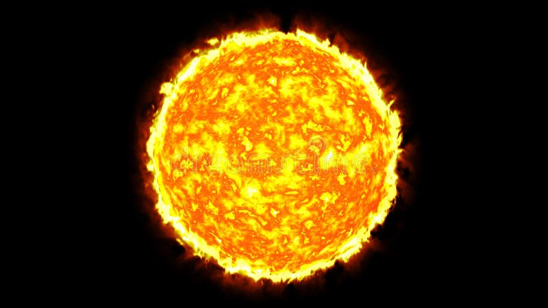 Sun Solar System with Fire Black Background Stock Illustration ...