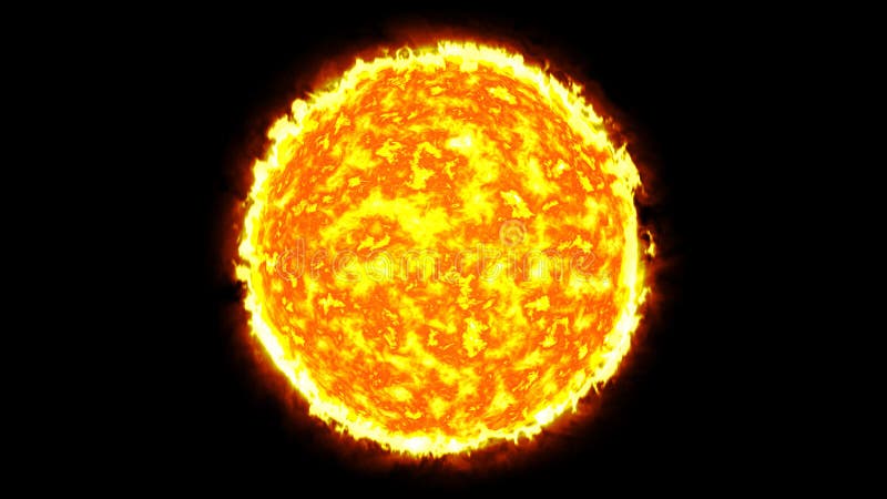 Sun Solar System with Fire Black Background Stock Illustration ...