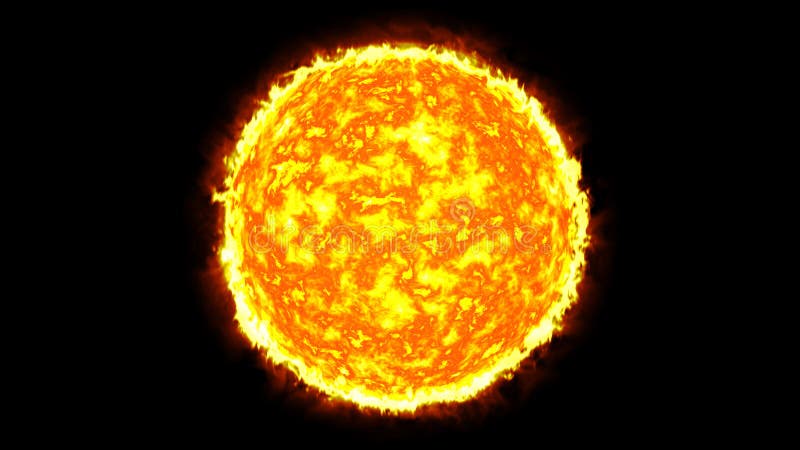 Sun Solar System with Fire Black Background Stock Illustration ...