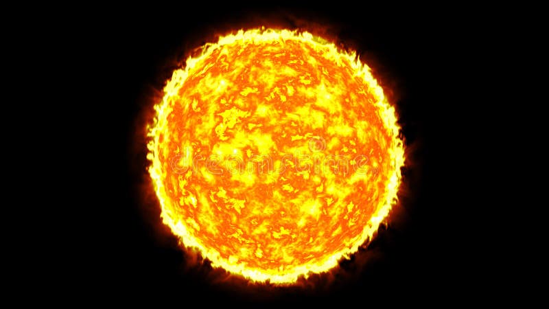 Sun Solar System with Fire Black Background Stock Illustration ...