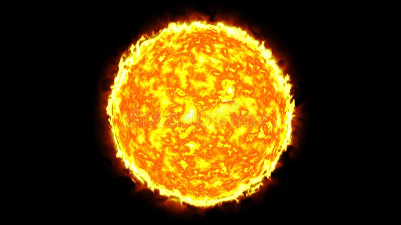 Sun Solar System with Fire Black Background Stock Illustration ...