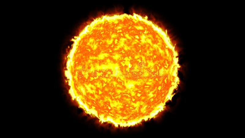 Sun Solar System with Fire Black Background Stock Illustration ...