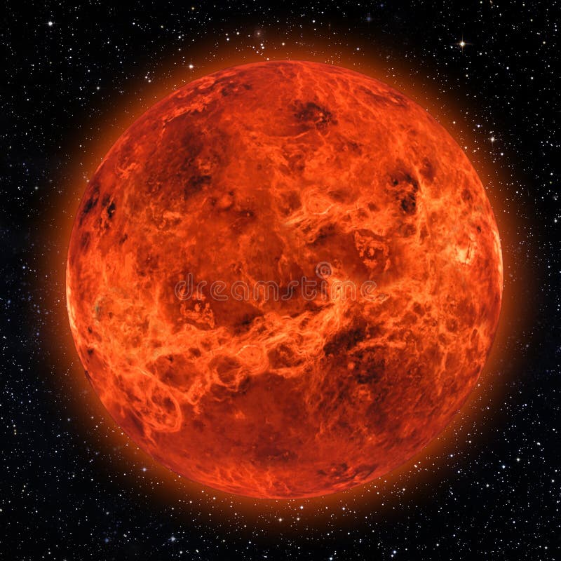 Real Earth Planet in Space. Red Fire Sun. Stock Illustration ...