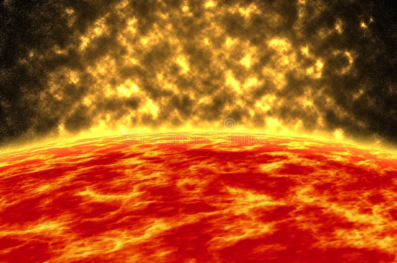 Sun Glowing in Outer Space. Illustration of the Sun Surface with Solar ...