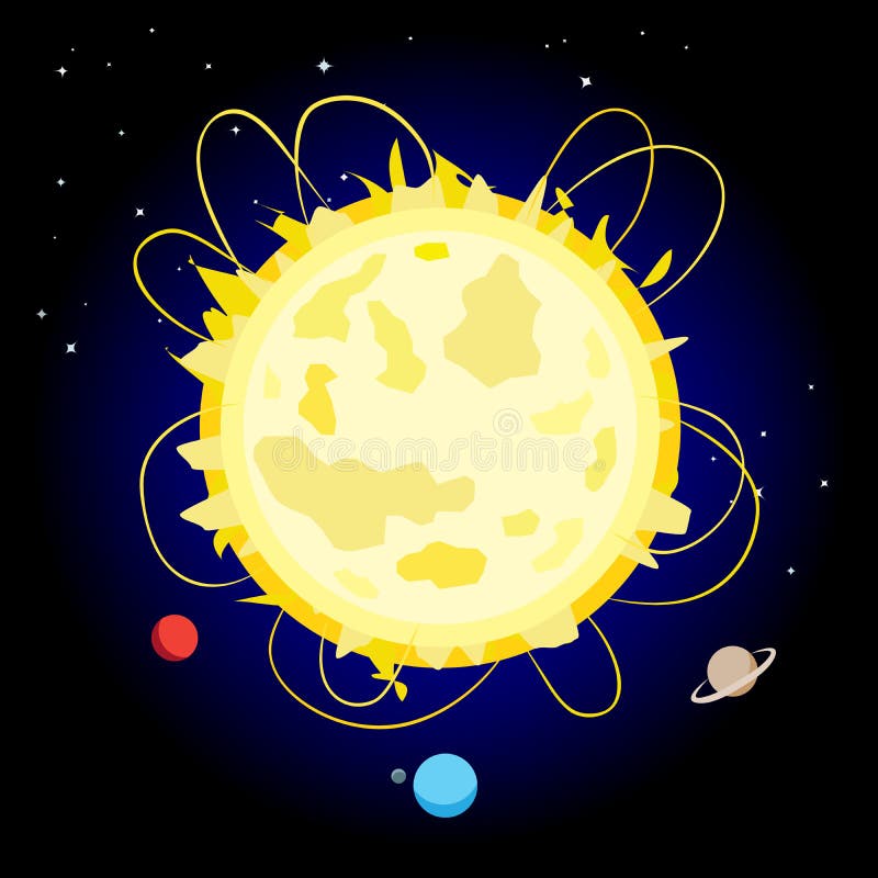 The Sun in Space Illustration Stock Vector - Illustration of drawing ...