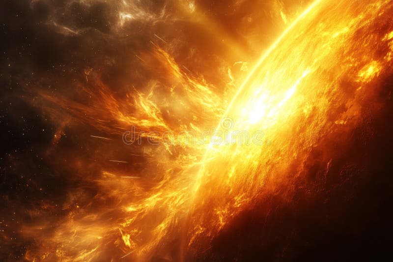 The Sun in Space, with Its Powerful Rays Illuminating the Surrounding ...