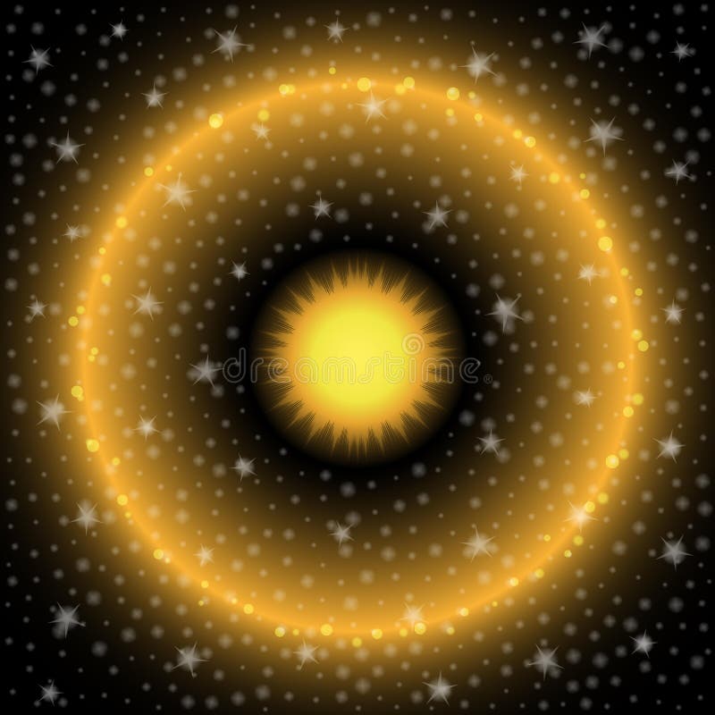 Sun in space and stars stock vector. Illustration of heat - 60852998