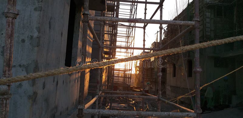 Sun is Sparkling through Construction Materials. Stock Photo - Image of ...