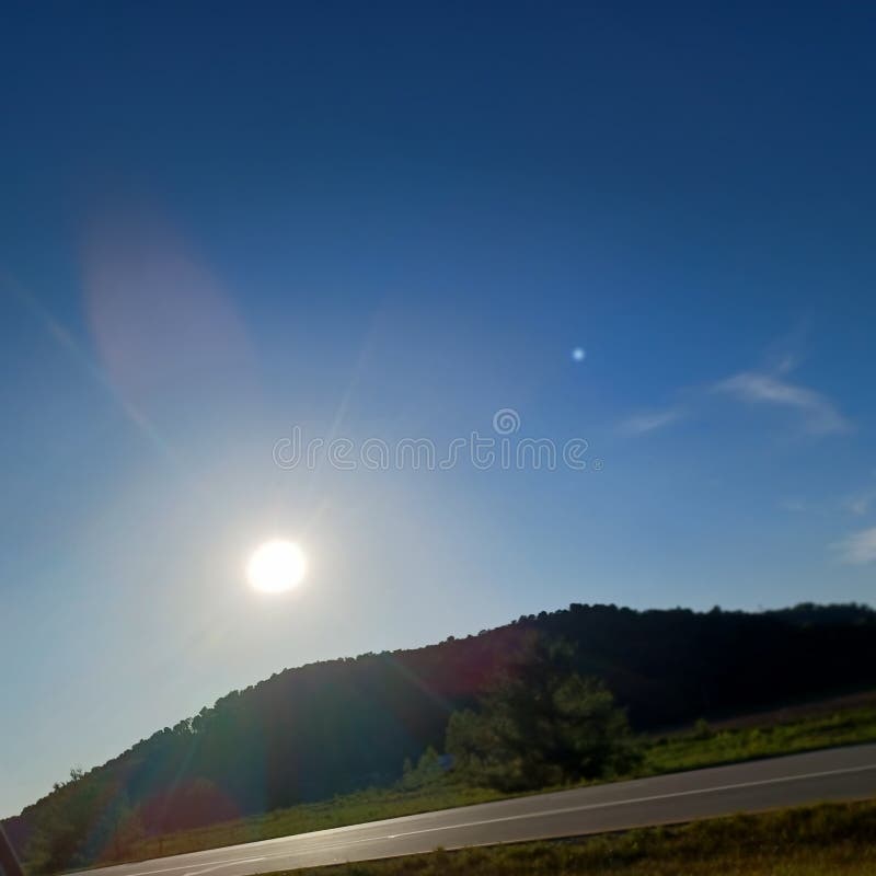 Sun spot flare stock photo. Image of highway, morning - 251635186