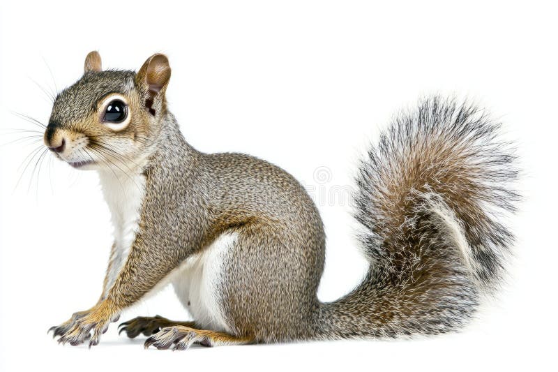 Sun Squirrel Sits Upright, Showcasing Its Fluffy Tail and Curious ...
