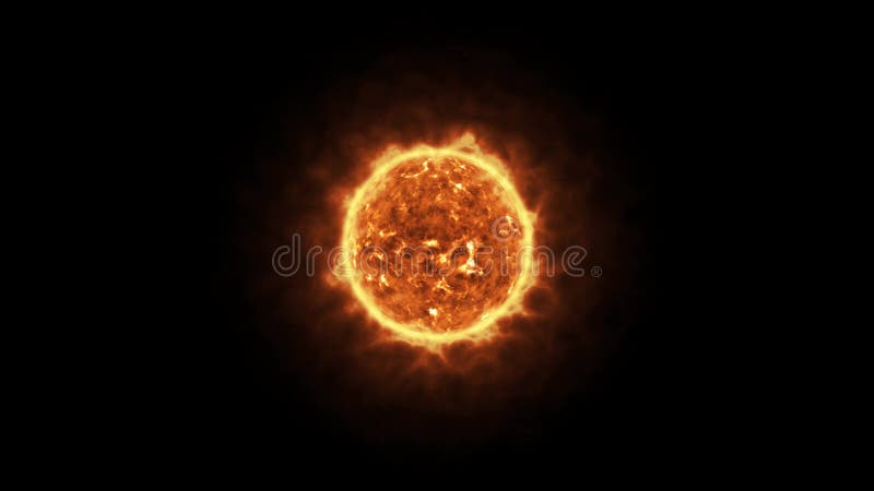 Sun is a Star or Fireball on Black Background, Computer Render Stock ...