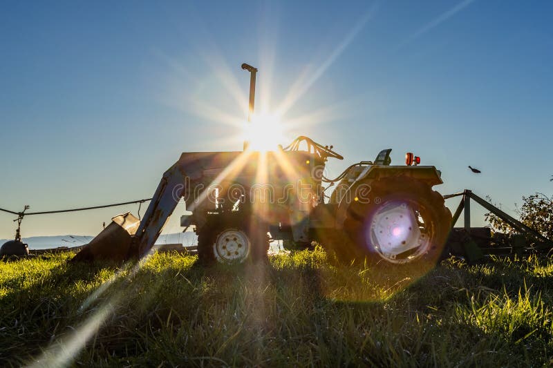 Sun Star Over Tractor stock image. Image of wheels, travel - 301921847