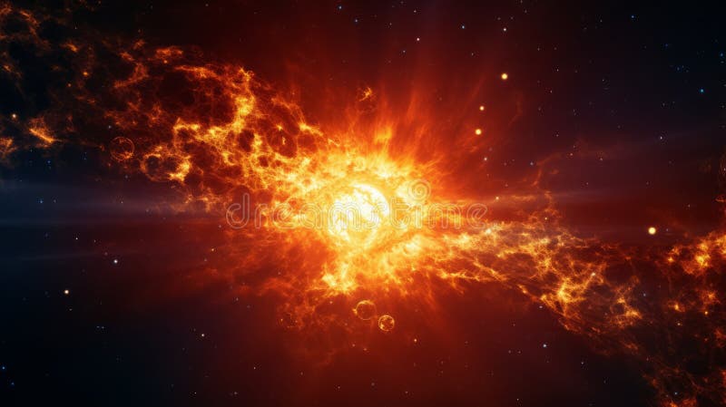 Sun Star in the Starry Sky of Solar System in Space. Neural Network Ai ...