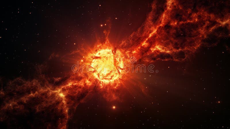 Sun Star in the Starry Sky of Solar System in Space. Neural Network Ai ...