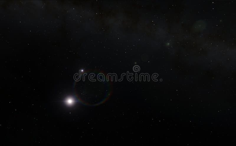Sun and Stars 3d Rendering, Deep Space Background Illustration Stock ...