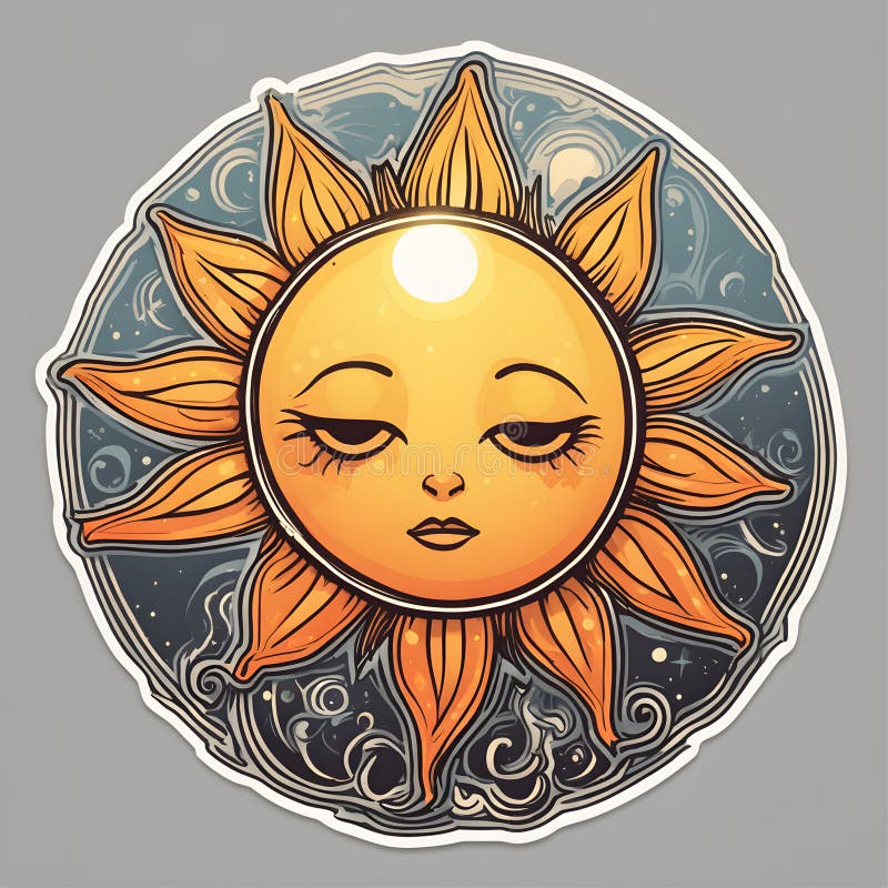 Sun sticker badge cartoon stock illustration. Illustration of vector ...