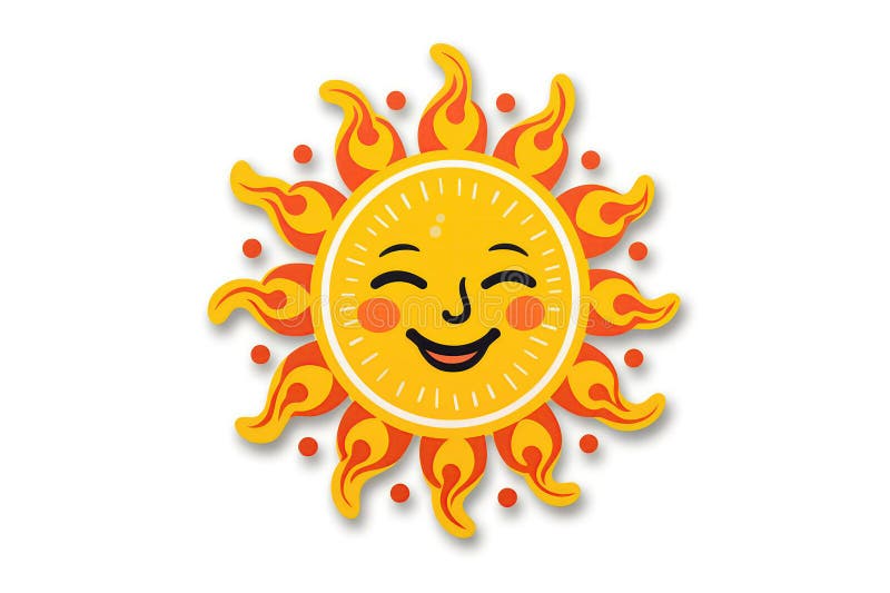 Sun Sticker on White Background. Generative AI Stock Illustration ...