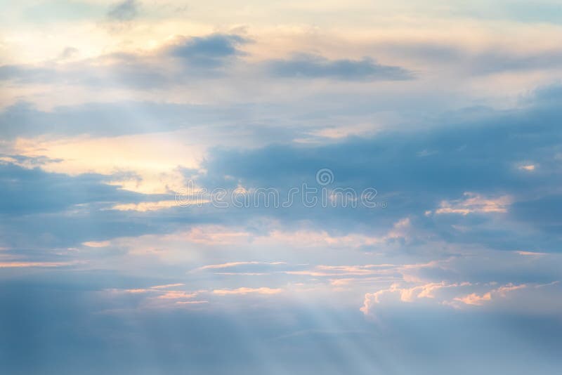 Sun Rays through Soft Clouds Stock Photo - Image of earth, nature ...
