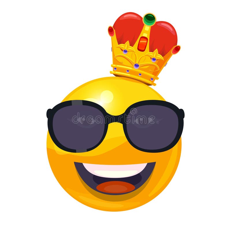 Sun in Sunglasses and Crown Character Smiley Cartoon Stock Vector ...