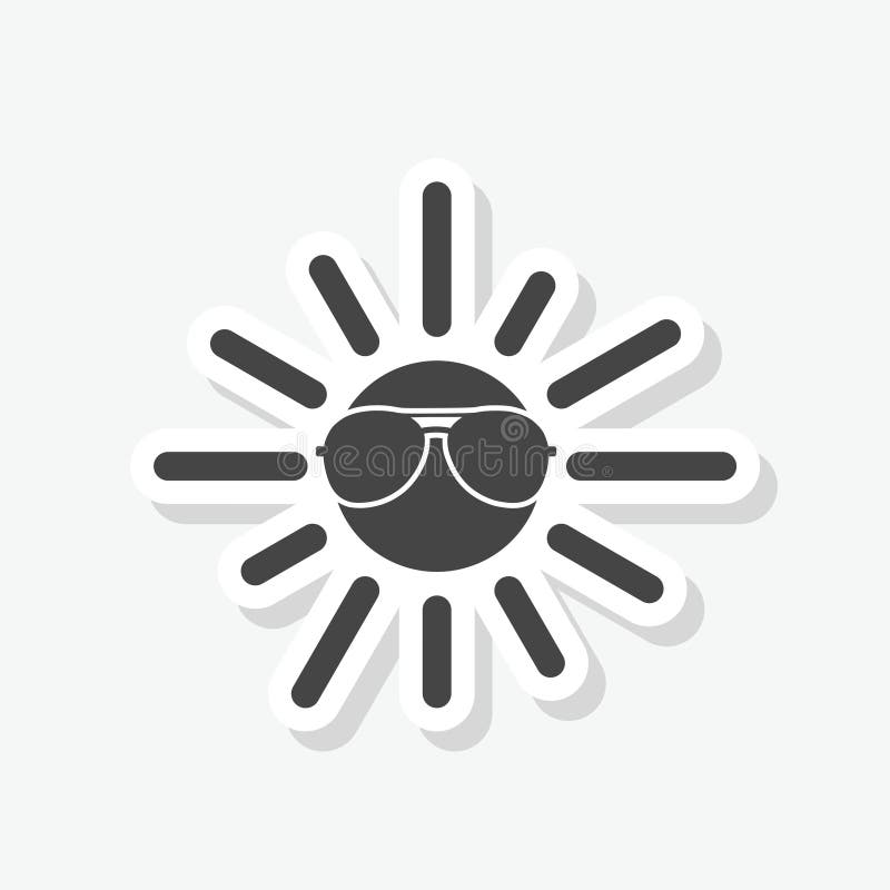 Sun in Sunglasses Icon Sticker Stock Vector - Illustration of flat ...