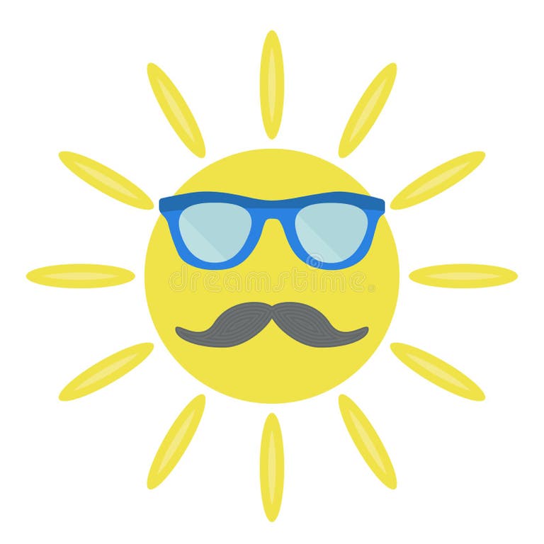 The Sun with Sunglasses and Moustache. Stock Vector - Illustration of ...
