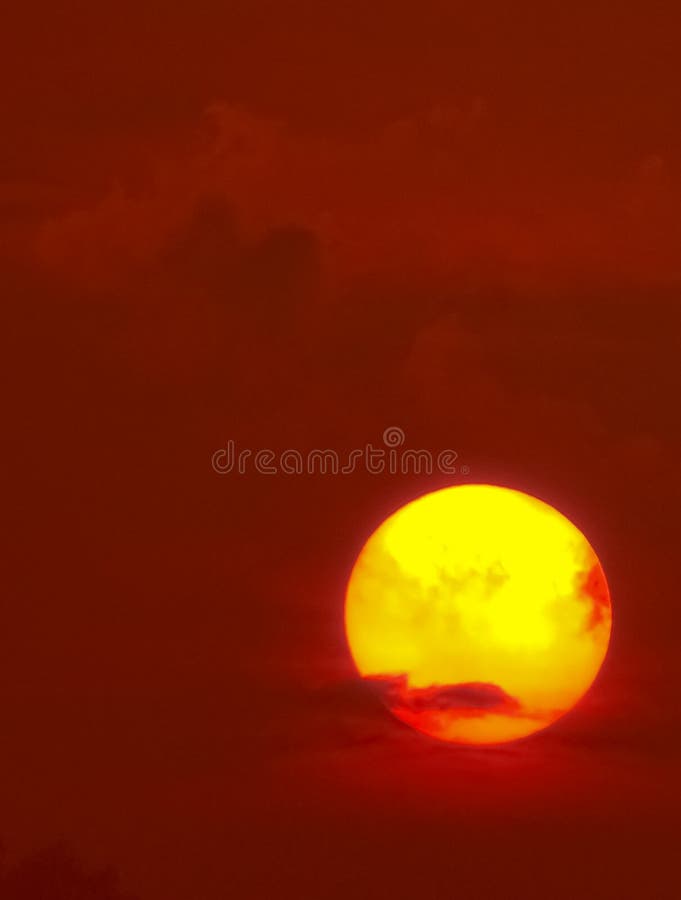 Sun at Sunset with Blood Red Skies Stock Image - Image of troposphere ...