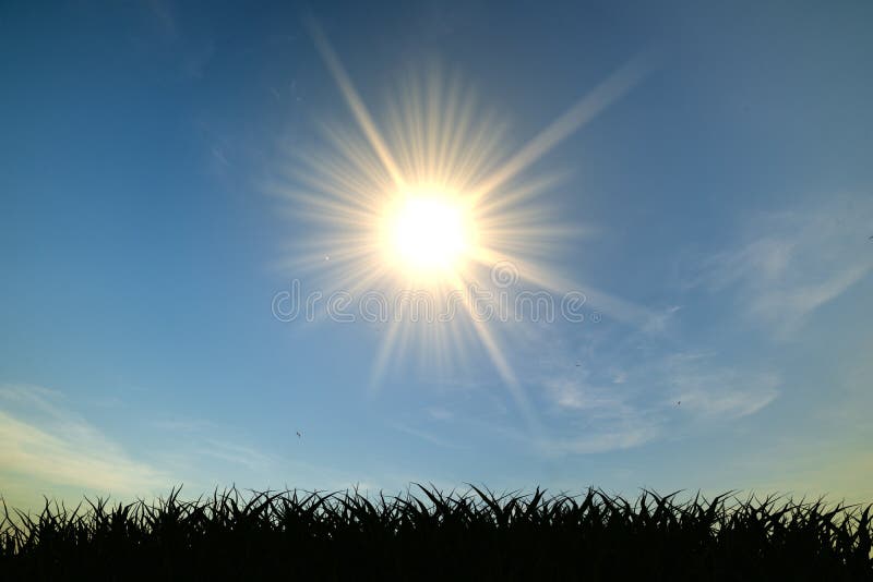 The Sun at Sunset on the Mountain a Clear Day Stock Image - Image of ...