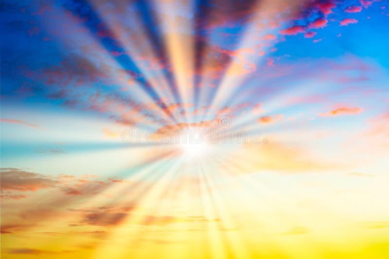 Sun on Sunset Sky and Sunset Clouds Stock Image - Image of bright ...