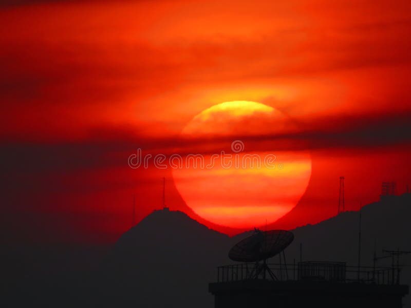 A Sun at the Sunset Time, Close Up the Sun Stock Photo - Image of ...