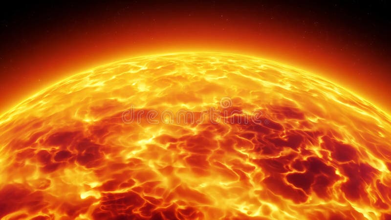 Sun Surface with Burning and Boiling Plasma. Astronomy Scene with Close ...