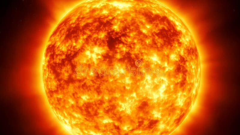 Sun Surface with Burning and Boiling Plasma. Astronomy Scene with Close ...