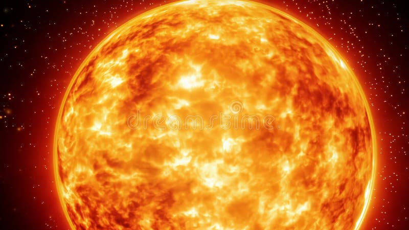Sun Surface with Burning and Boiling Plasma. Astronomy Scene with Close ...